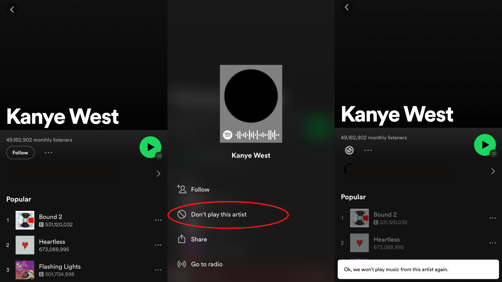 Here's How to Block and Remove Kanye West From Your Spotify