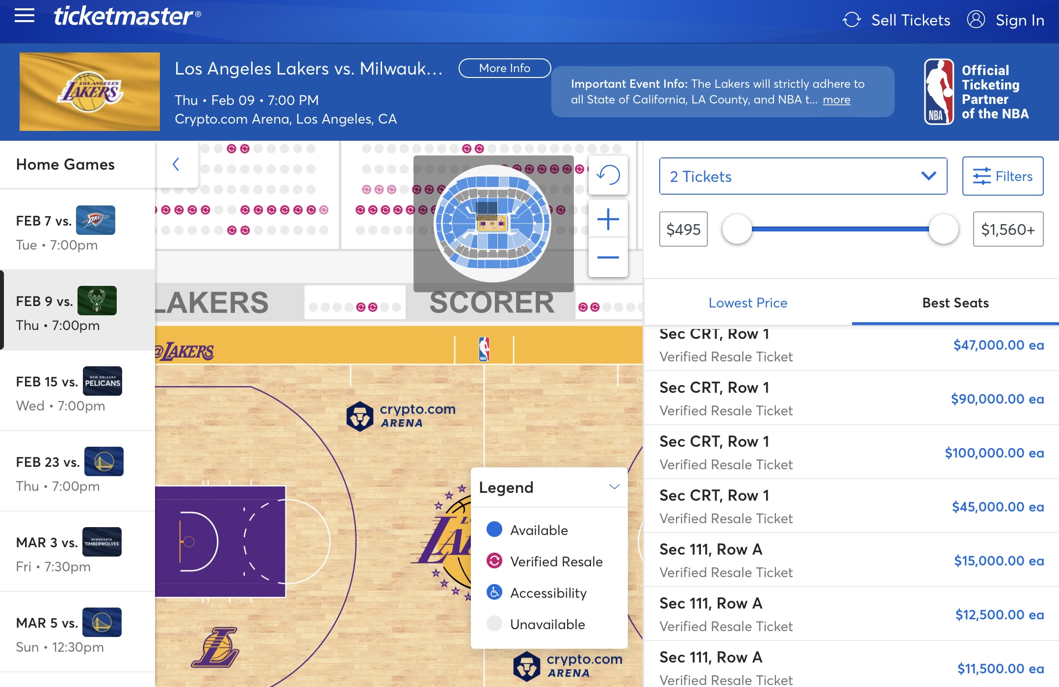 Ticketmaster Is Selling Lakers Tickers for up to $100,000 to Watch ...