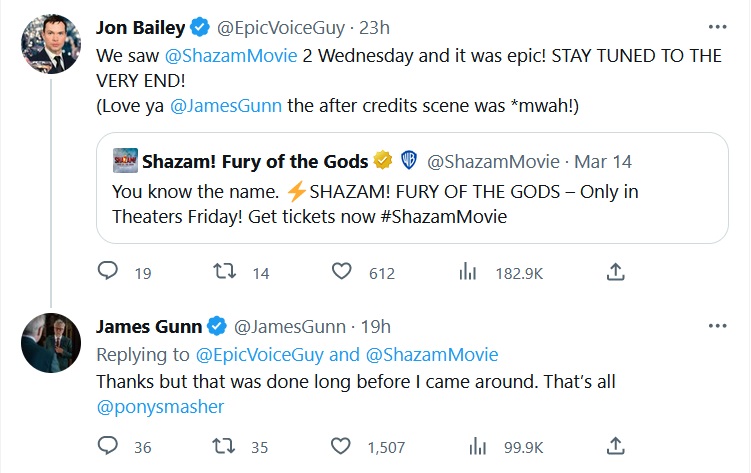 James Gunn Deletes Tweet After Being Accused of Disowning ‘Shazam! 2'