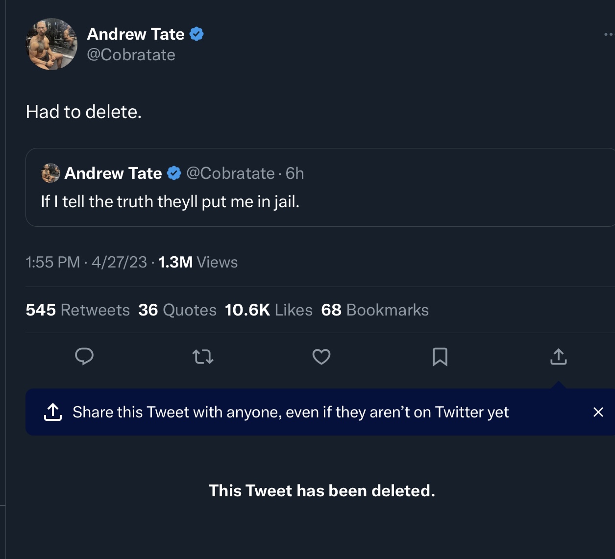 Andrew Tate Deletes Tweets Claiming Someone‘s Trying To Kill Him