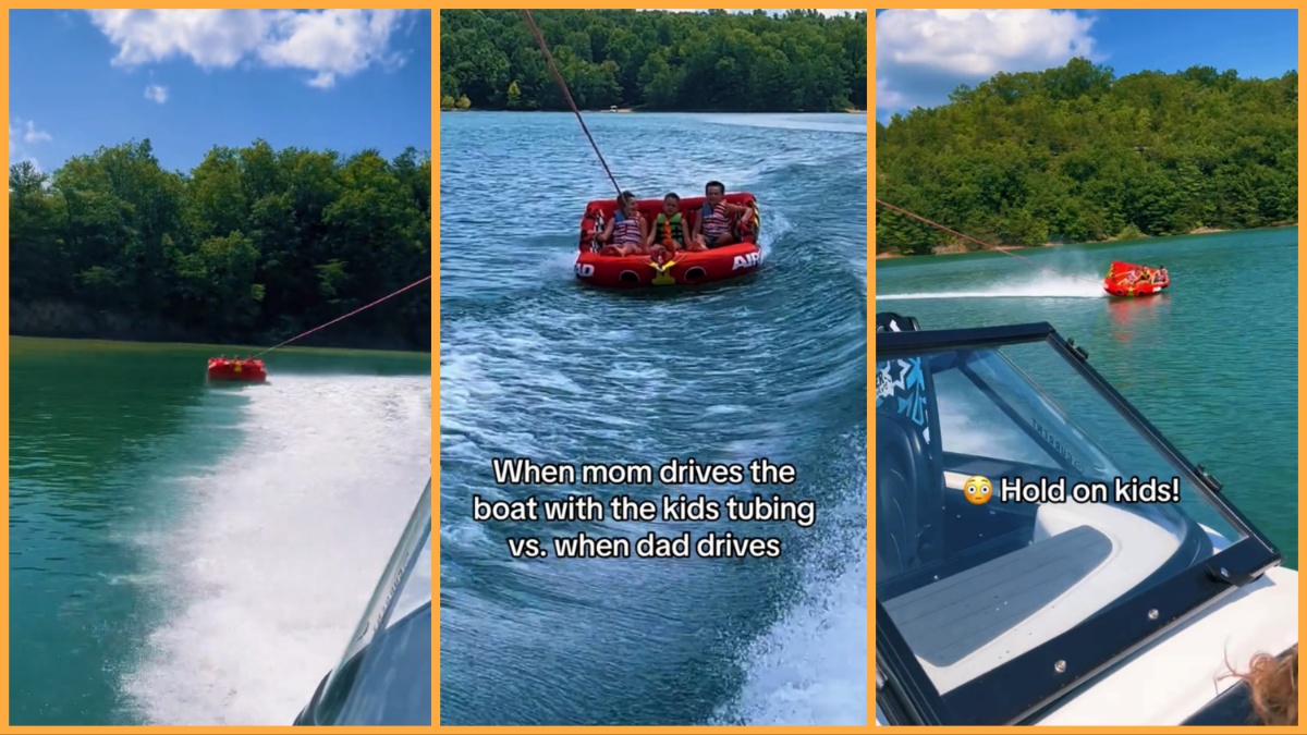 'Hold On, Kids!’: Dad’s Daredevil Driving Skills Turn Boat Tubing Into ...