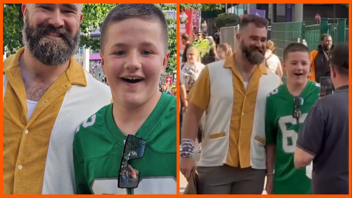 Jason Kelce Had a Wholesome Encounter with a Young Eagles Fan Wearing His Jersey in London and ...