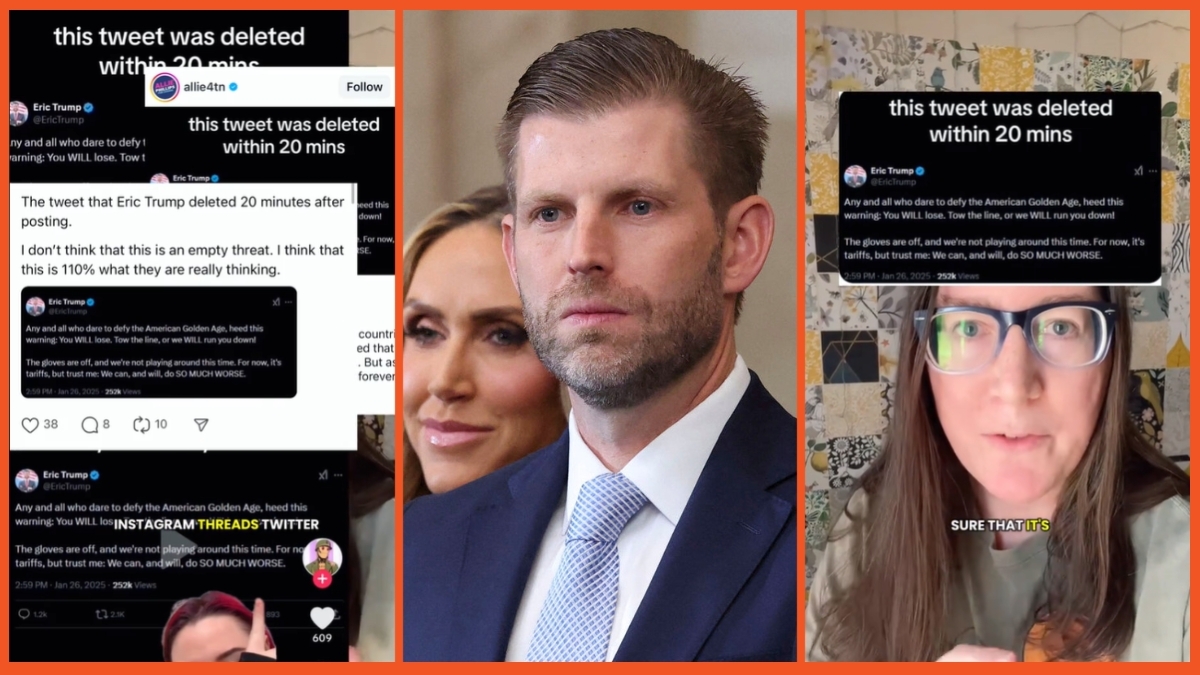 Did Eric Trump delete a tweet warning other nations to 'tow' the line ...